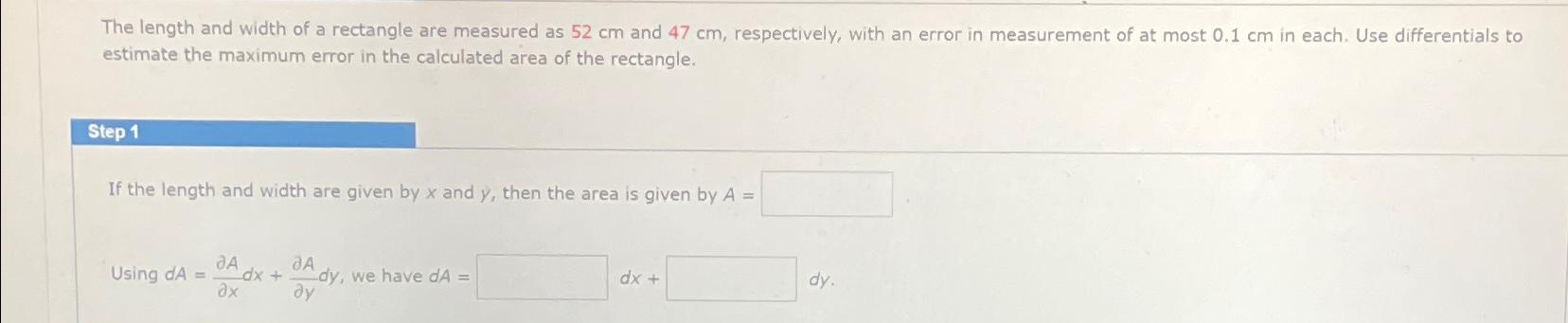 Solved The length and width of a rectangle are measured as | Chegg.com