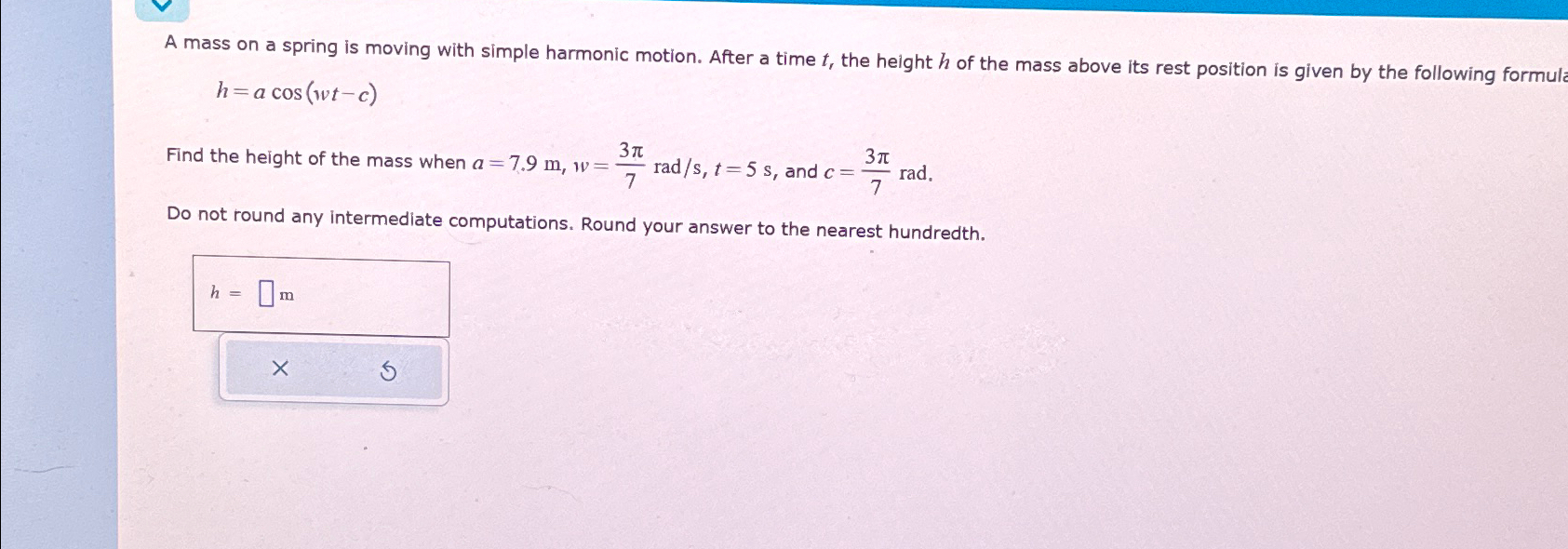 Solved A mass on a spring is moving with simple harmonic | Chegg.com