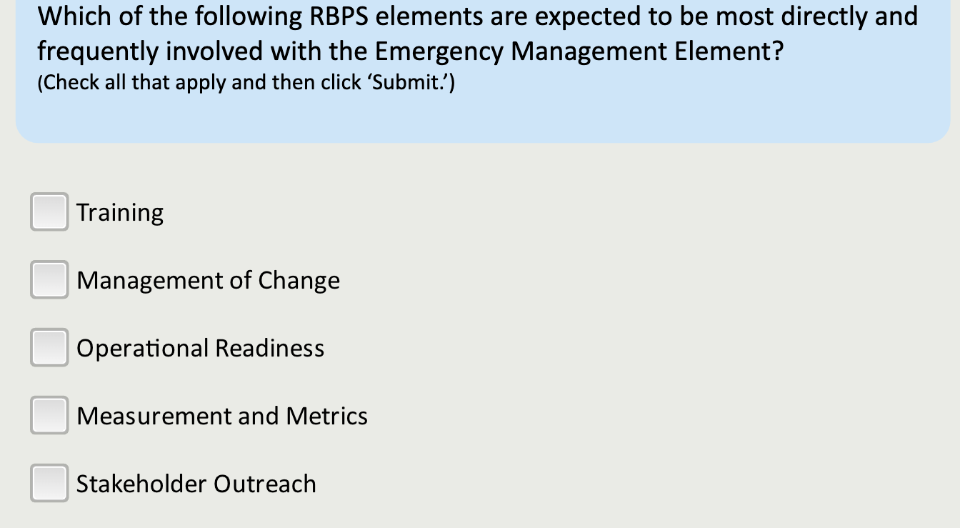 Solved Which of the following RBPS elements are expected to | Chegg.com