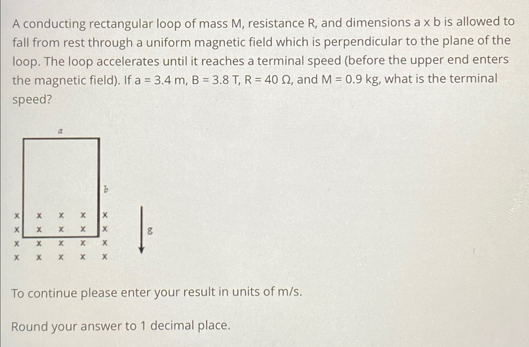 Solved A conducting rectangular loop of mass M, ﻿resistance | Chegg.com