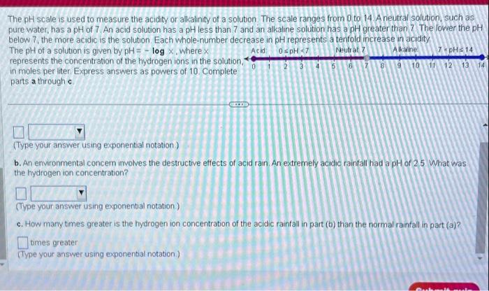 Solved The pH scale is used to measure the acidity or | Chegg.com