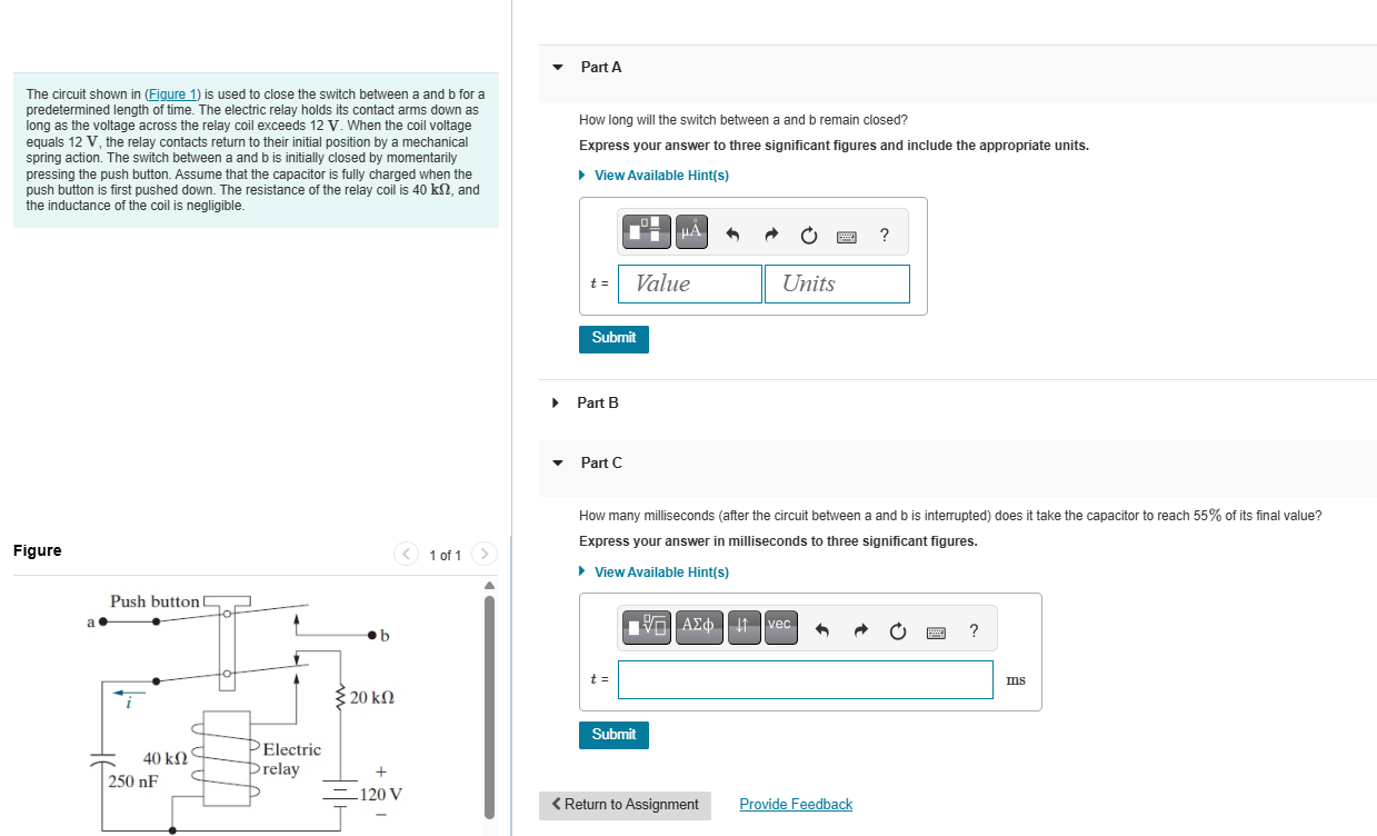 Solved Part AThe circuit shown in (Figure 1) ﻿is used to | Chegg.com