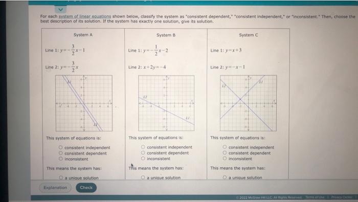 Solved For each system of linear equations shown below, | Chegg.com