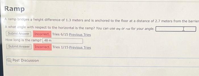 Solved Ramp A ramp bridges a height difference of 1.3 meters | Chegg.com