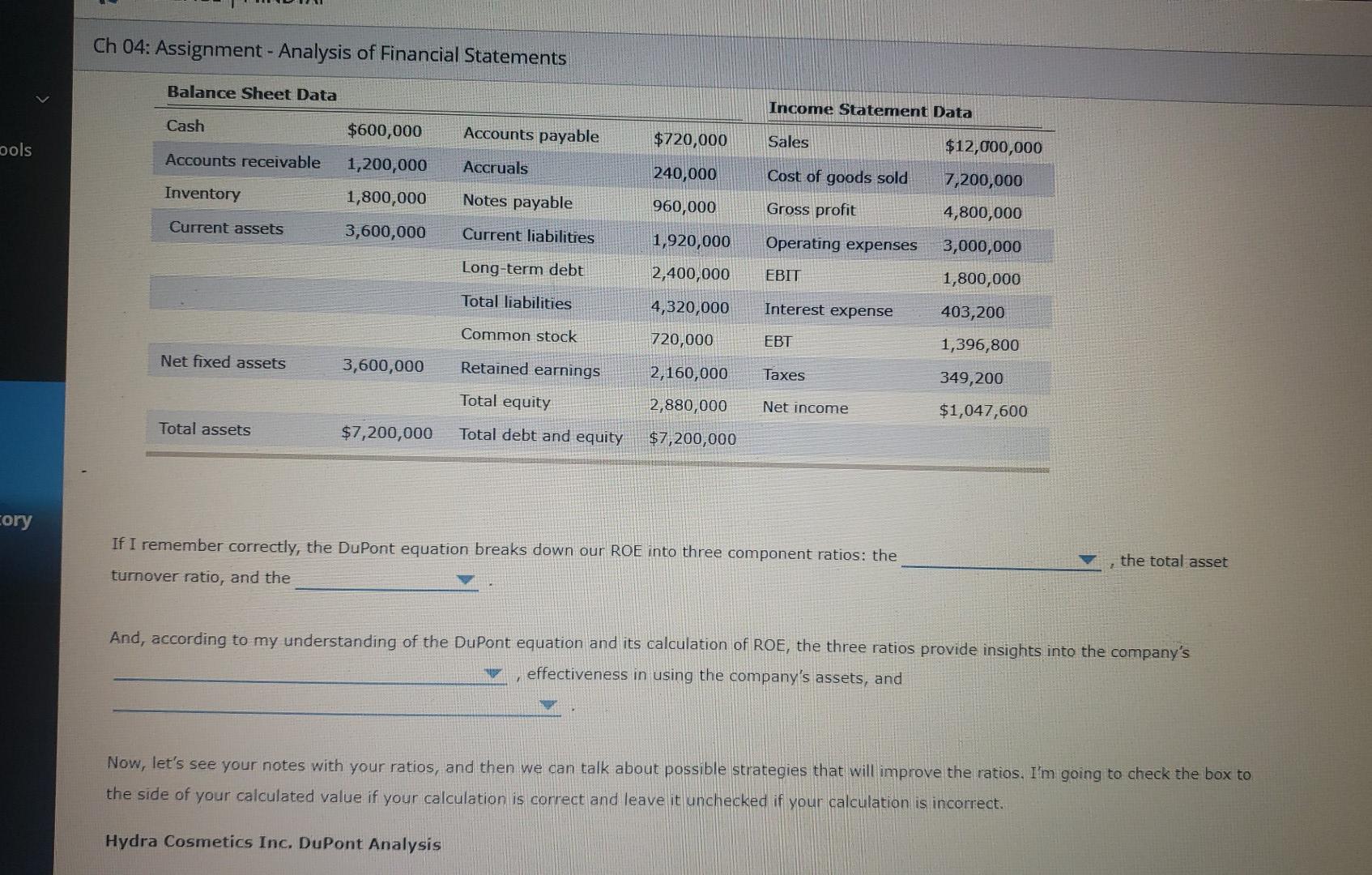 Solved Ch 04: Assignment - Analysis of Financial Statements | Chegg.com