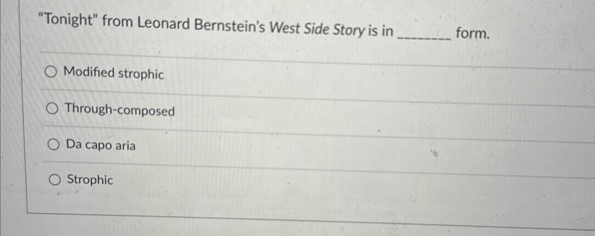 Solved "Tonight" from Leonard Bernstein's West Side Story is | Chegg.com