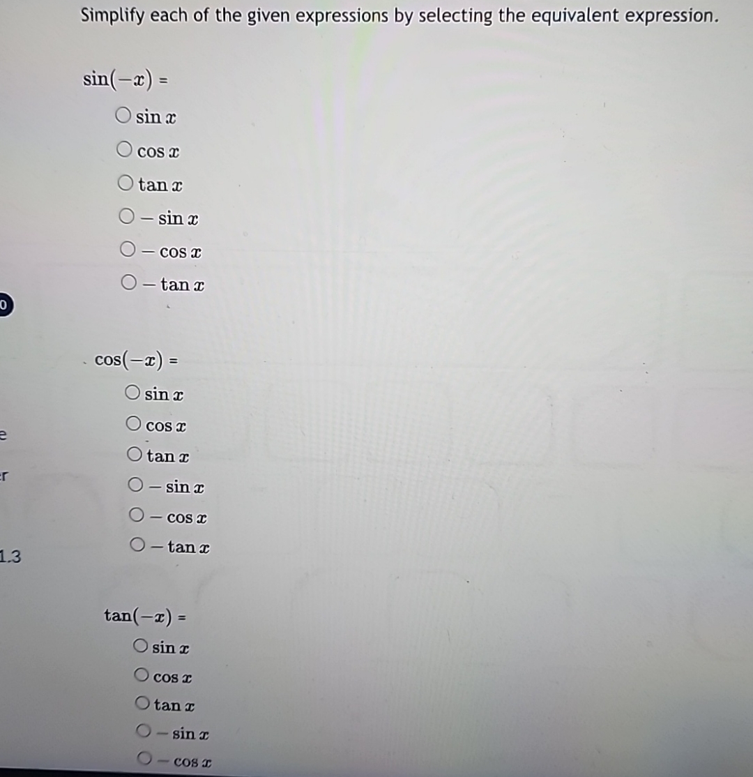 Solved Simplify each of the given expressions by selecting | Chegg.com