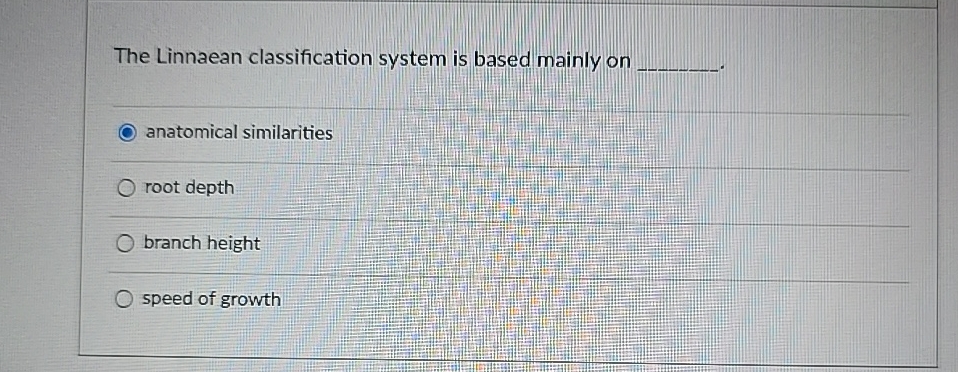 Solved The Linnaean classification system is based mainly | Chegg.com