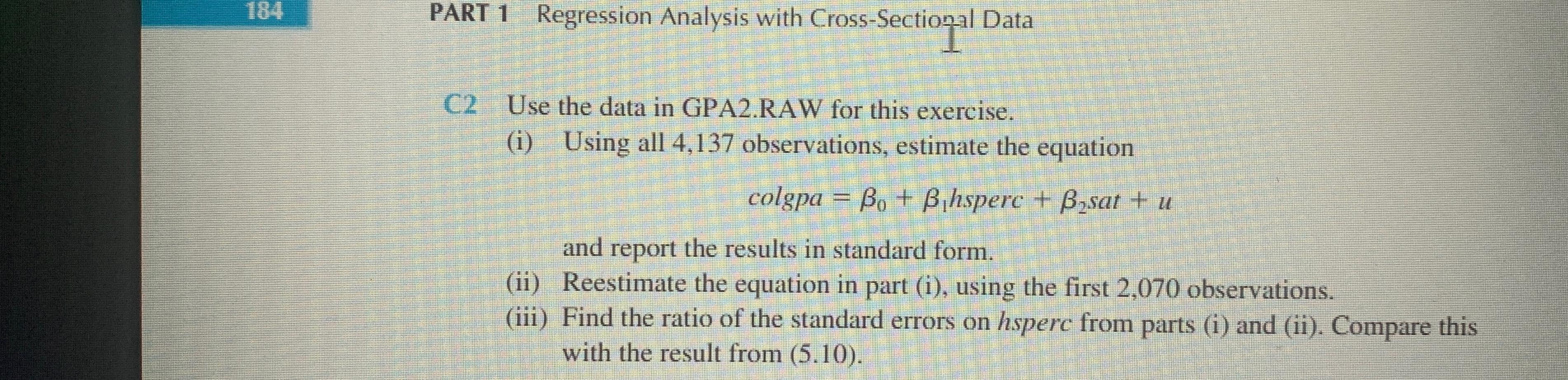 How can I figure out184PART 1 ﻿Regression Analysis | Chegg.com