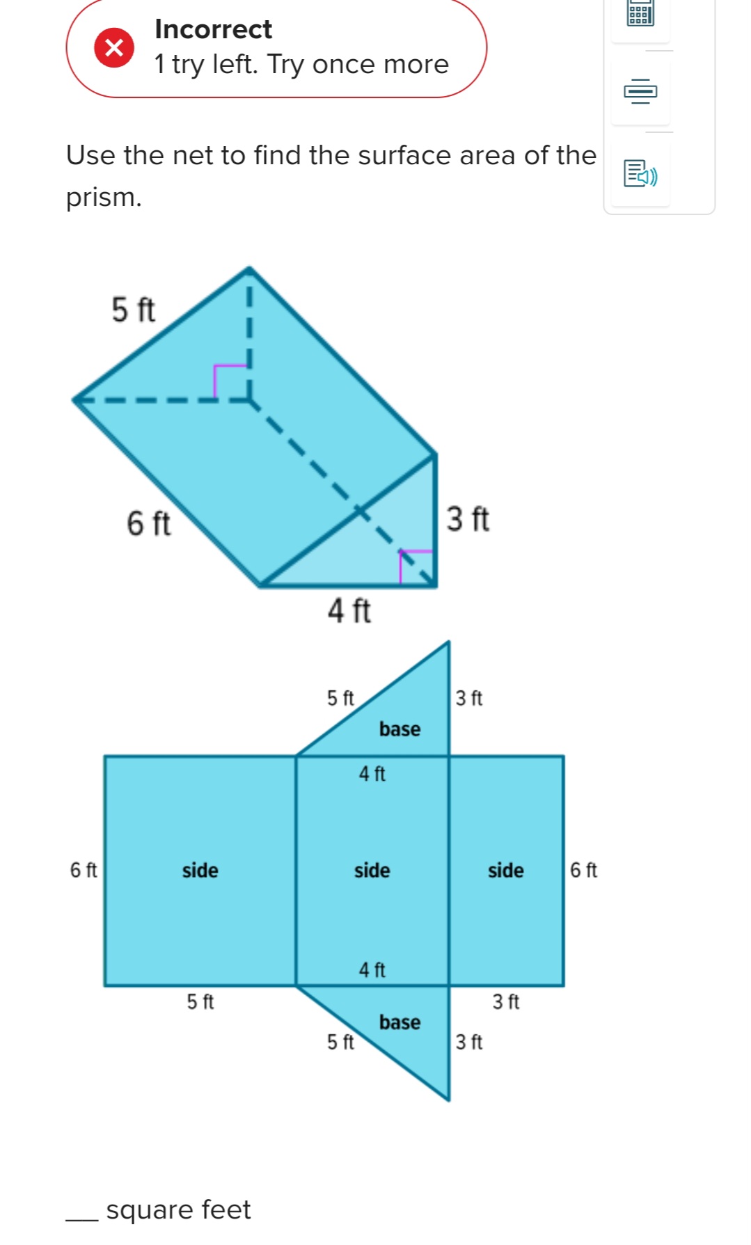Solved Use the net to find the surface area of theprism.__ | Chegg.com