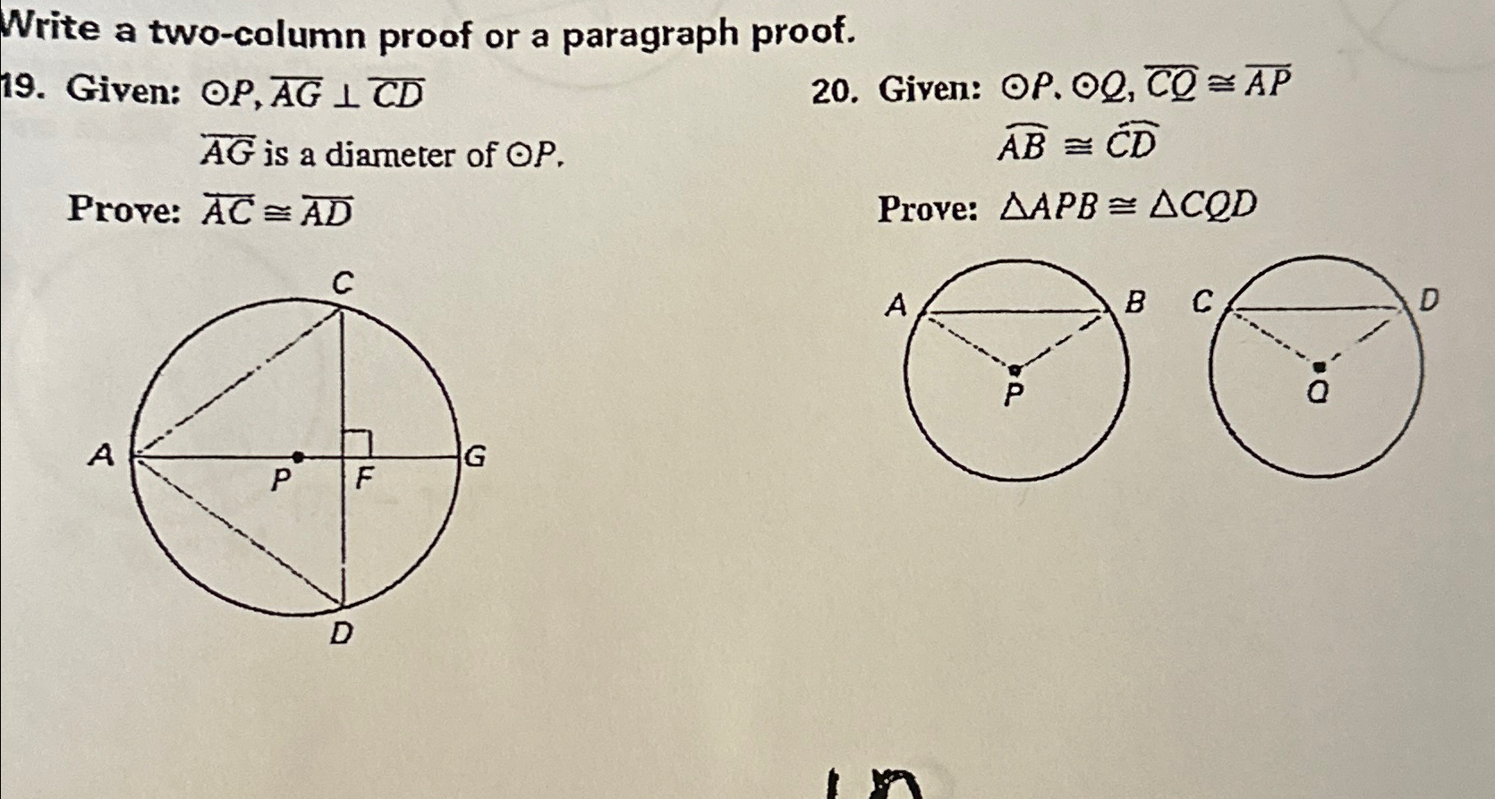 Solved Write a two-column proof or a paragraph proof.| | Chegg.com