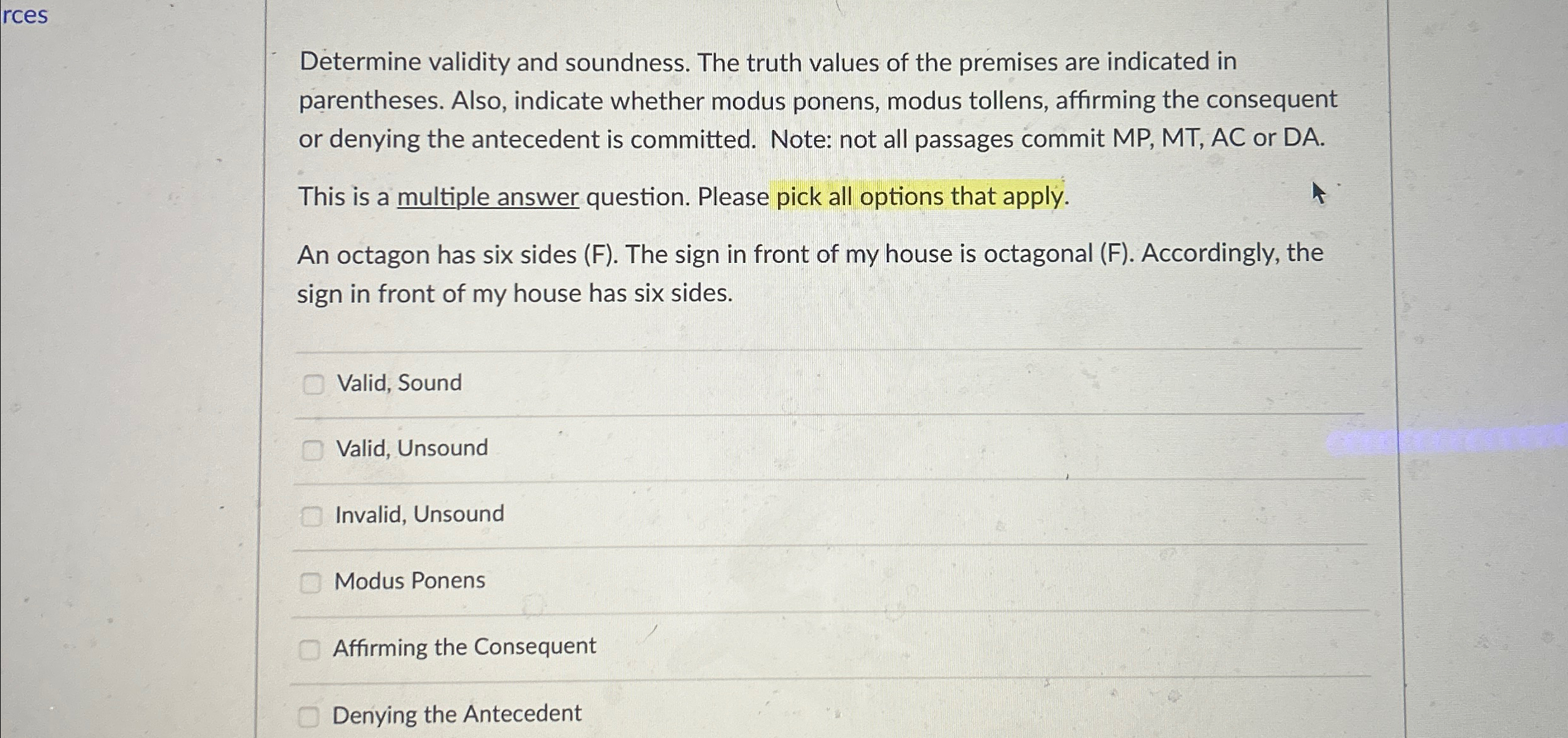 Solved Determine validity and soundness. The truth values of | Chegg.com