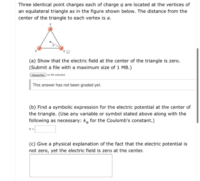 Solved Three identical point charges each of charge q are | Chegg.com