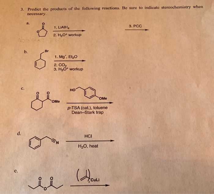 Solved 3. Predict the products of the following reactions. | Chegg.com Solved 3. Predict the products of the following reactions. | Chegg.com