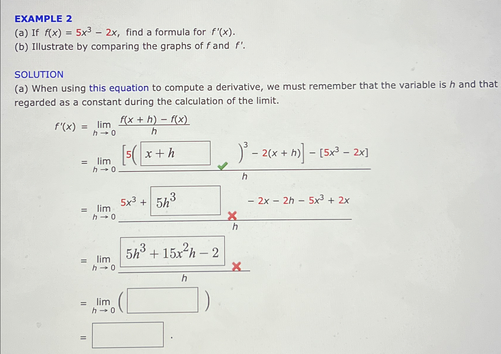 Solved EXAMPLE 2(a) ﻿If f(x)=5x3-2x, ﻿find a formula for | Chegg.com