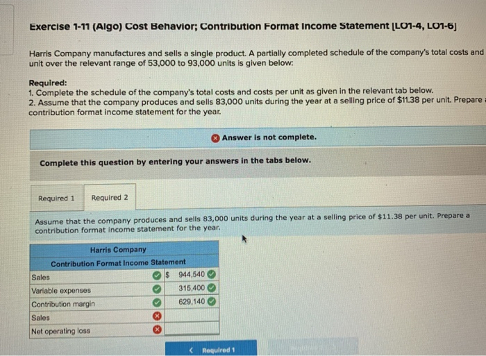 Solved Harris Company manufactures and sells a single | Chegg.com