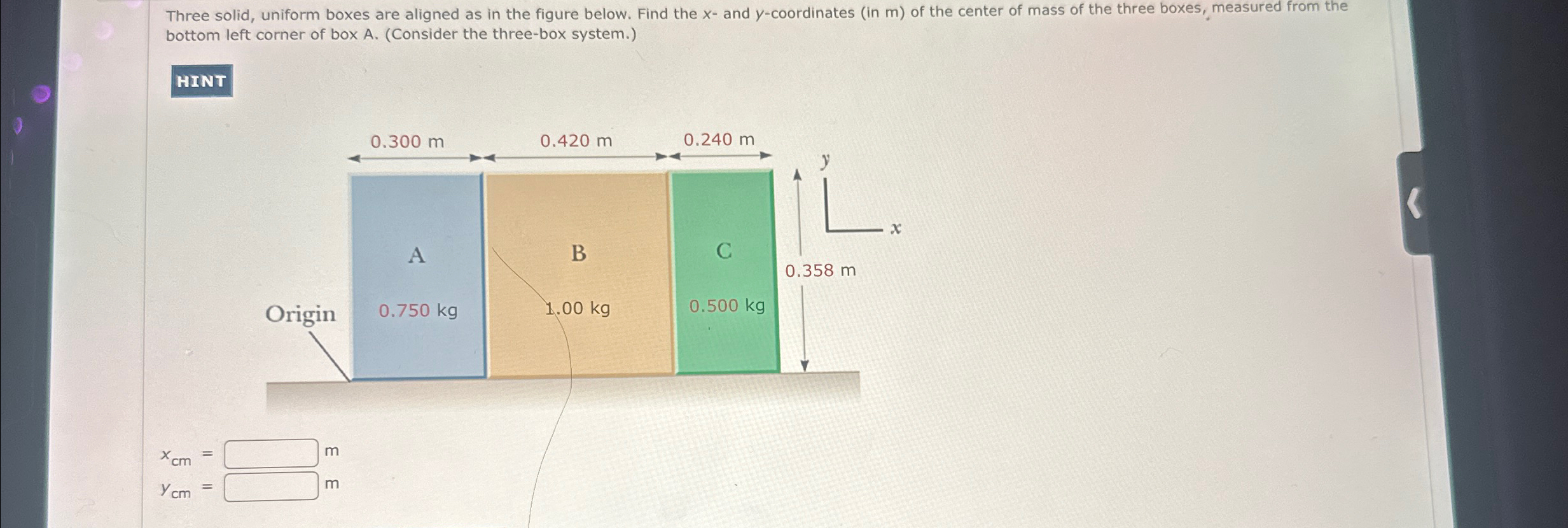 Solved Three solid, uniform boxes are aligned as in the | Chegg.com