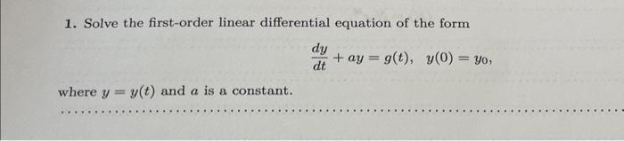 Solved solve the first order differential equation, where | Chegg.com
