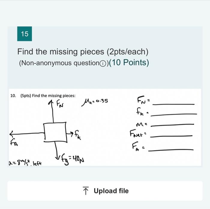 Solved Find the missing pieces (2pts/each) (Non-anonymous | Chegg.com