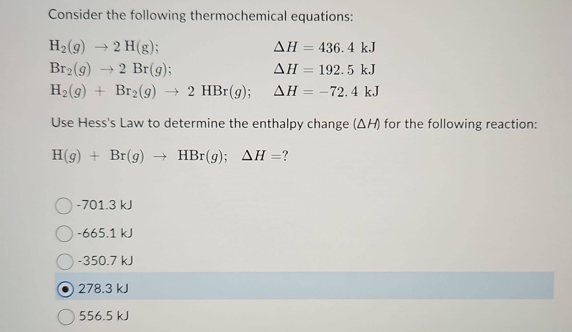 Solved Consider The Following Thermochemical Equations