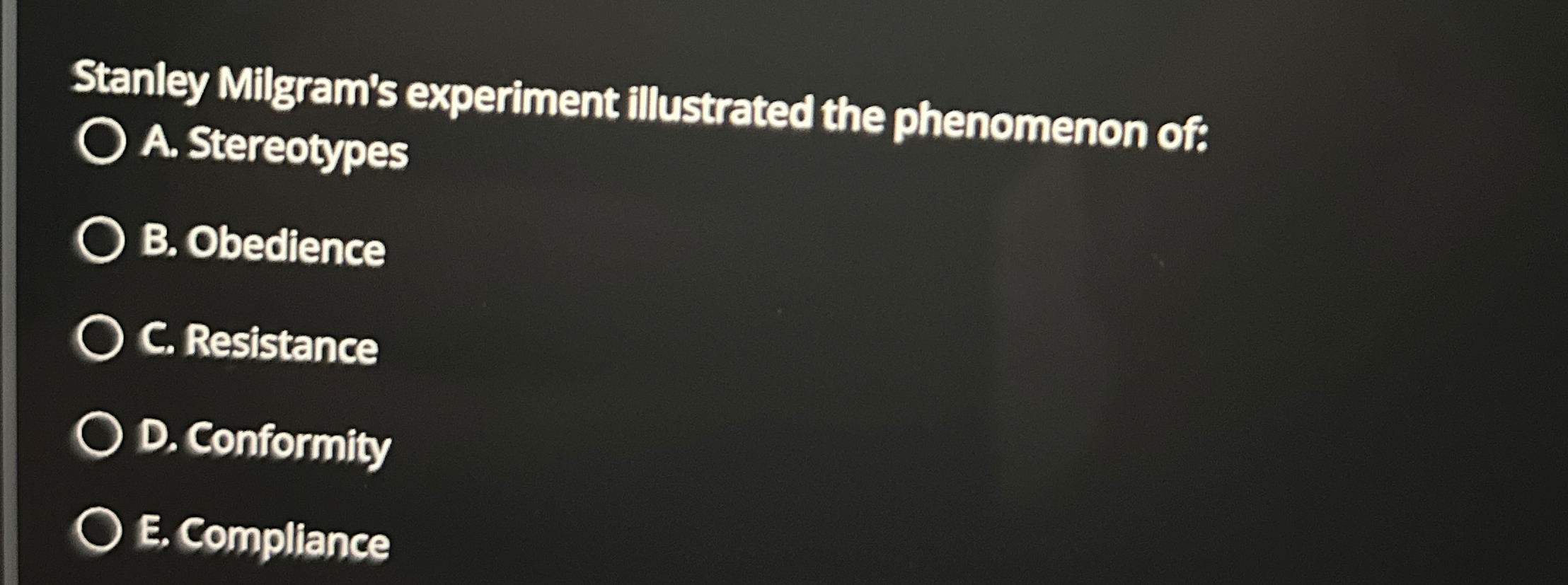 Solved Stanley Milgram's experiment illustrated the | Chegg.com