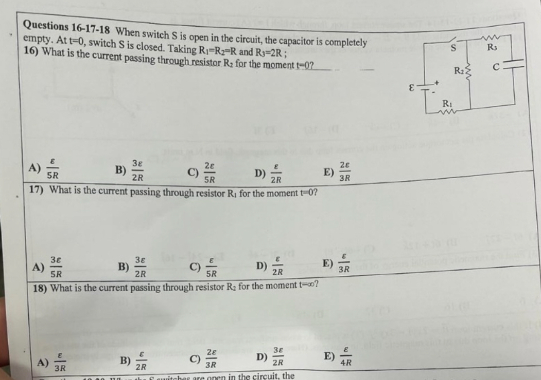 Solved Questions 16-17-18 ﻿When switch S ﻿is open in the | Chegg.com