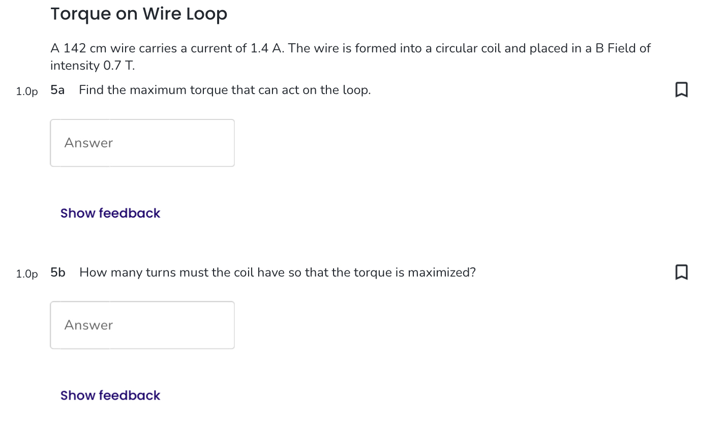 Solved Torque on Wire LoopA 142cm ﻿wire carries a current of | Chegg.com