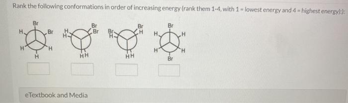 Solved Rank the following conformations in order of | Chegg.com
