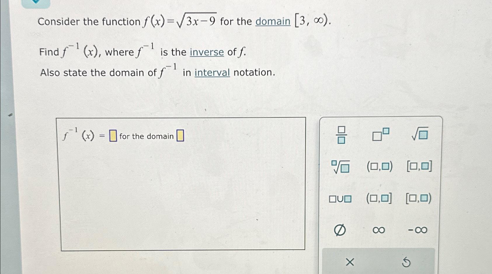 Solved Consider The Function F X 3x 92 ﻿for The Domain