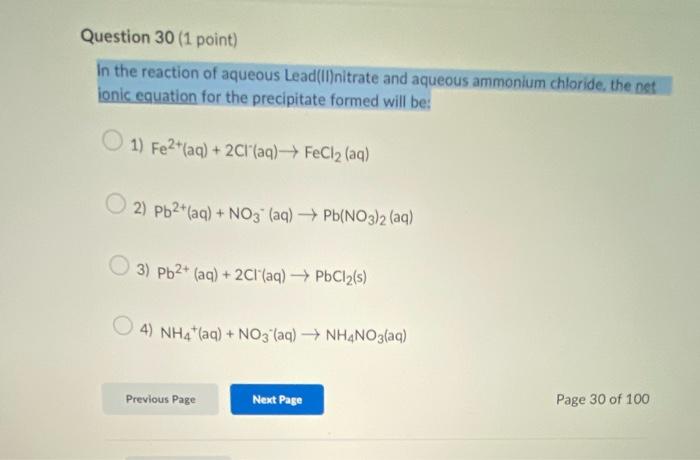 Solved In the reaction of aqueous Lead(II)nitrate and | Chegg.com