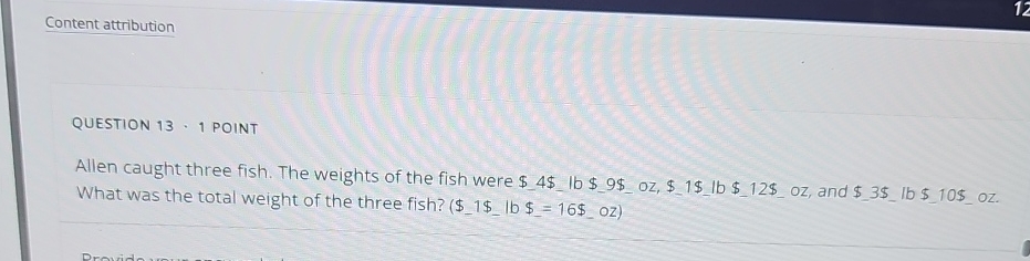 Solved Content attributionQUESTION 13 - 1 ﻿POINTAllen caught | Chegg.com