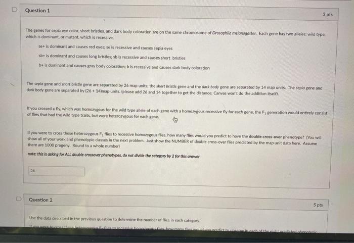 Solved Question 1 3 pts The genes for sepia eye color, short | Chegg.com