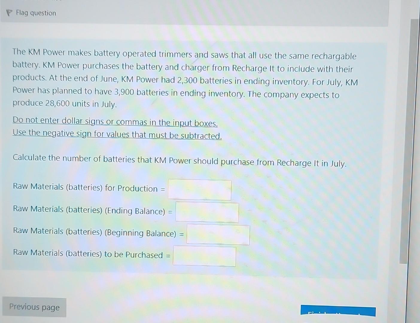 Solved The KM Power makes battery operated trimmers and saws | Chegg.com