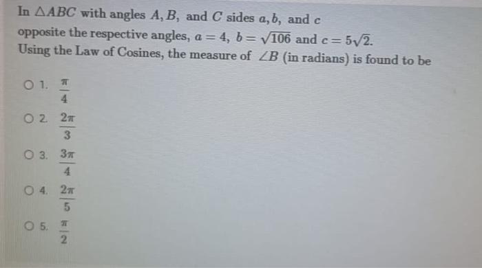 Solved In Triangle A B C With Angles A B