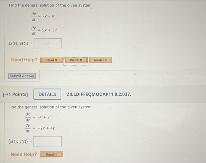 Solved Find the general solution of the given system. | Chegg.com