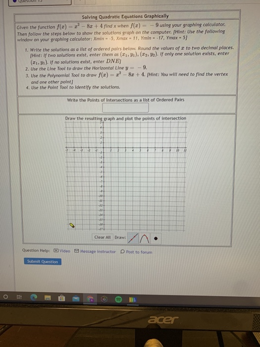 Solved Solving Quadratic Equations Graphically Given the | Chegg.com