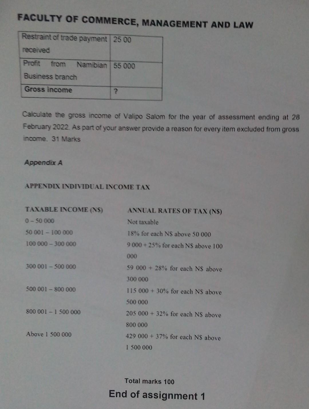 Solved taxation questions Namibia Income tax guide similar | Chegg.com
