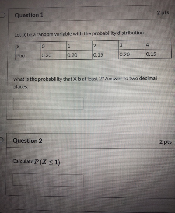 Solved Question 1 2 Pts Let Xbe A Random Variable With The 