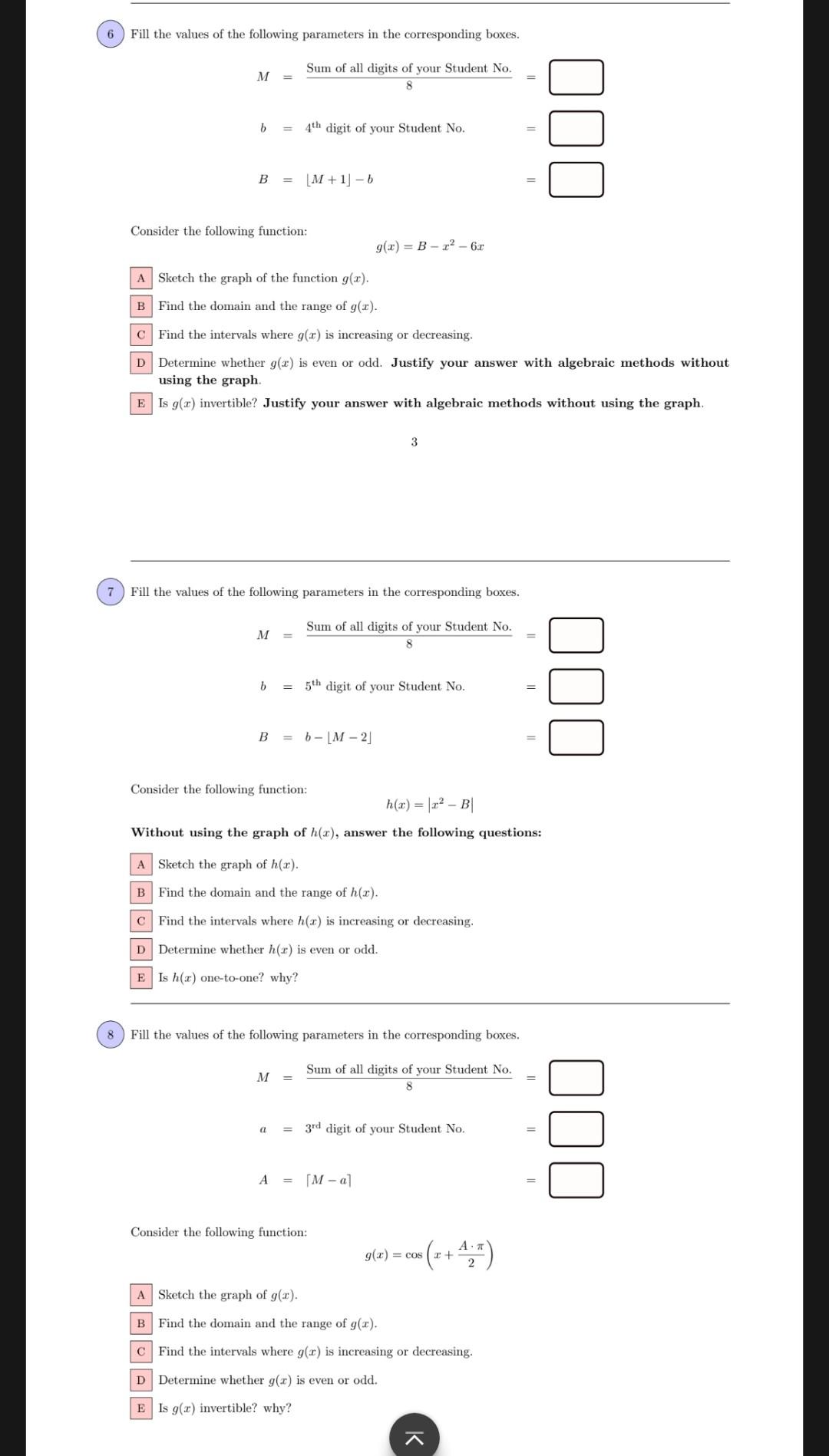 Solved 1 Find the domain of each of the following function: | Chegg.com