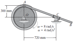 Solved The wheel is rotating with the angular velocity and | Chegg.com