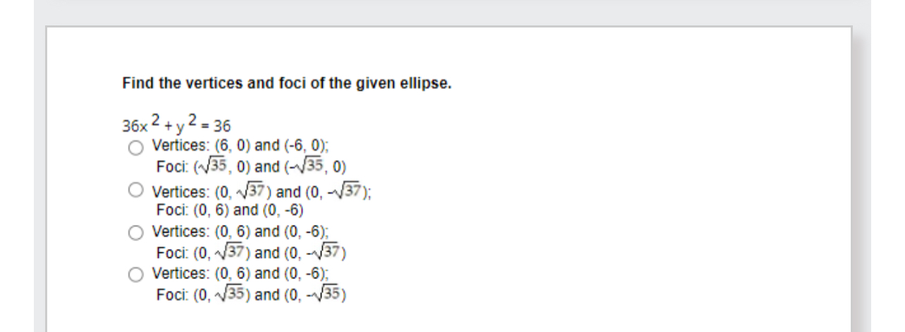 Solved Find the vertices and foci of the given | Chegg.com