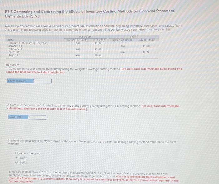 Solved P7.3 Comporing and Contrasting the Effects of | Chegg.com