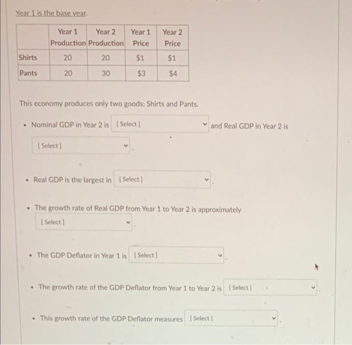 Solved Year 1 is the base year. Year 1 Year 2 Year 1 | Chegg.com