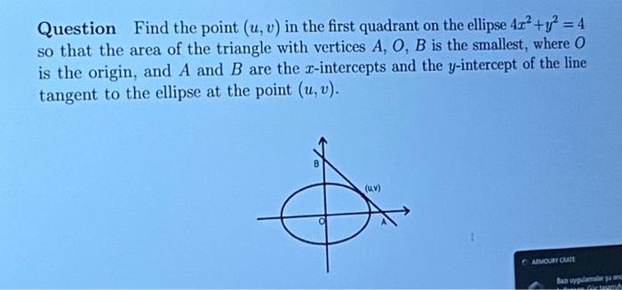 Solved Question Find the point (u,v) in the first quadrant | Chegg.com
