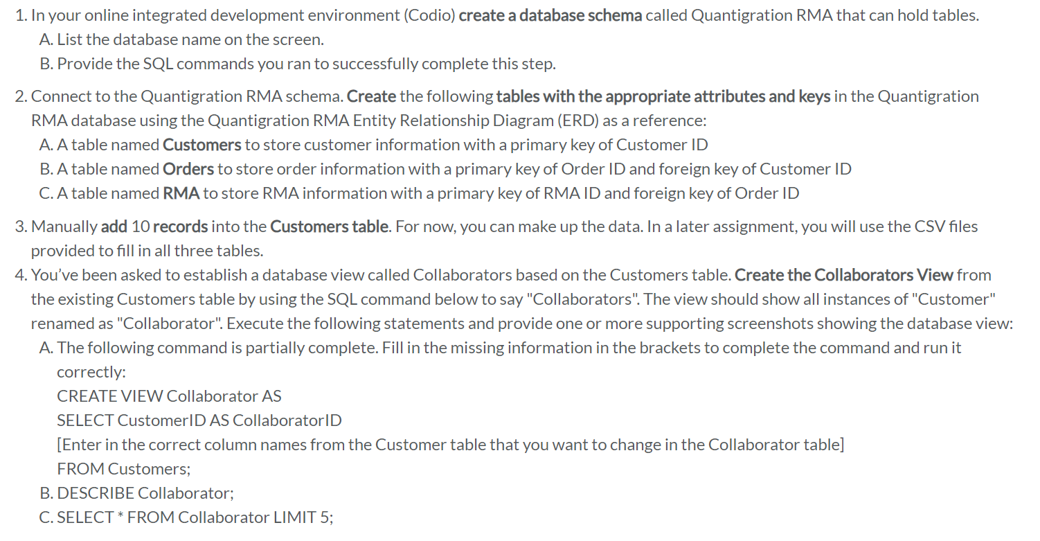 Solved The database you are building is based on this | Chegg.com