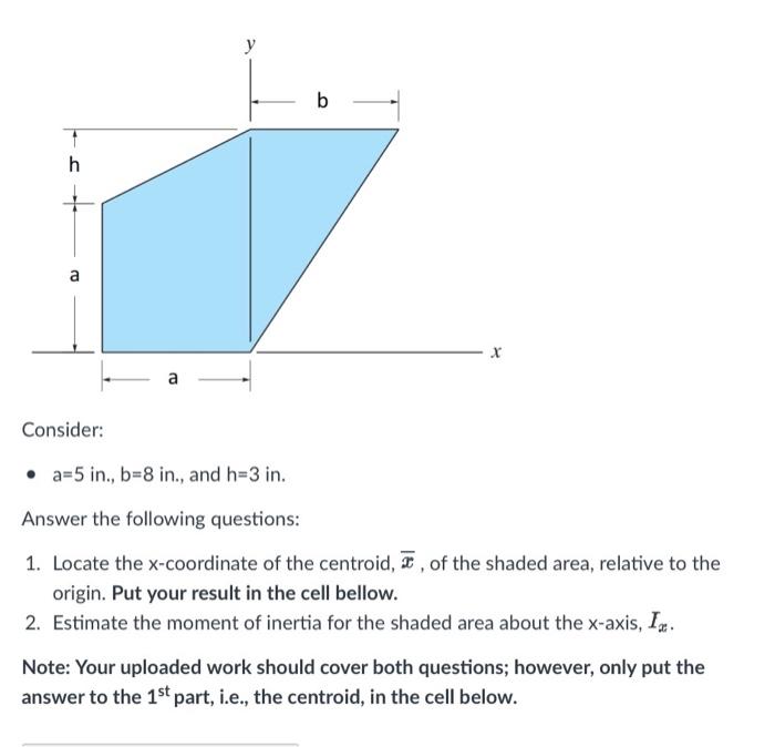 Solved locate the x coordinate of the centroid (x) of the | Chegg.com