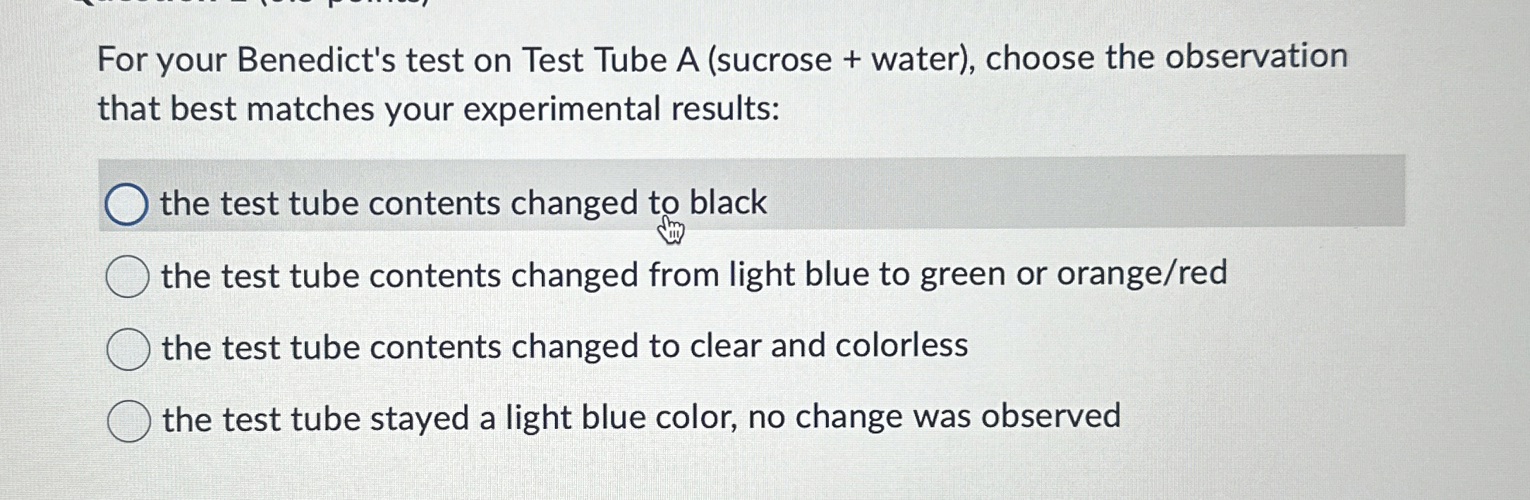 Solved For your Benedict's test on Test Tube A (sucrose + | Chegg.com