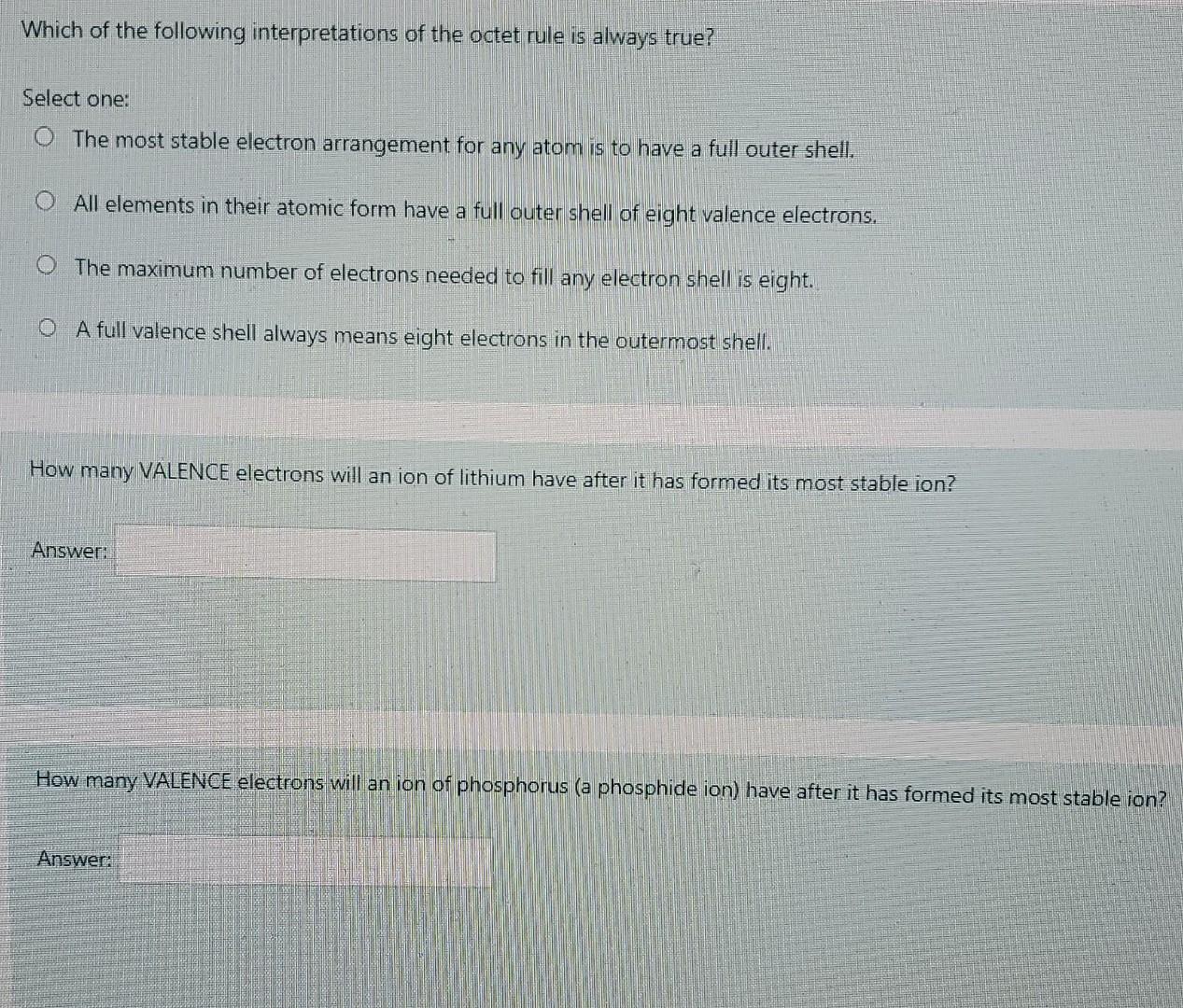 Solved Which of the following interpretations of the octet | Chegg.com