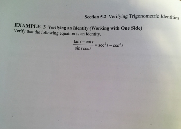 Solved Section 5.2 Verifying Trigonometric Identities | Chegg.com