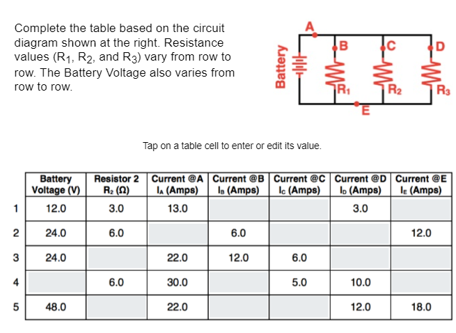 Solved Complete the table based on the circuitdiagram shown | Chegg.com